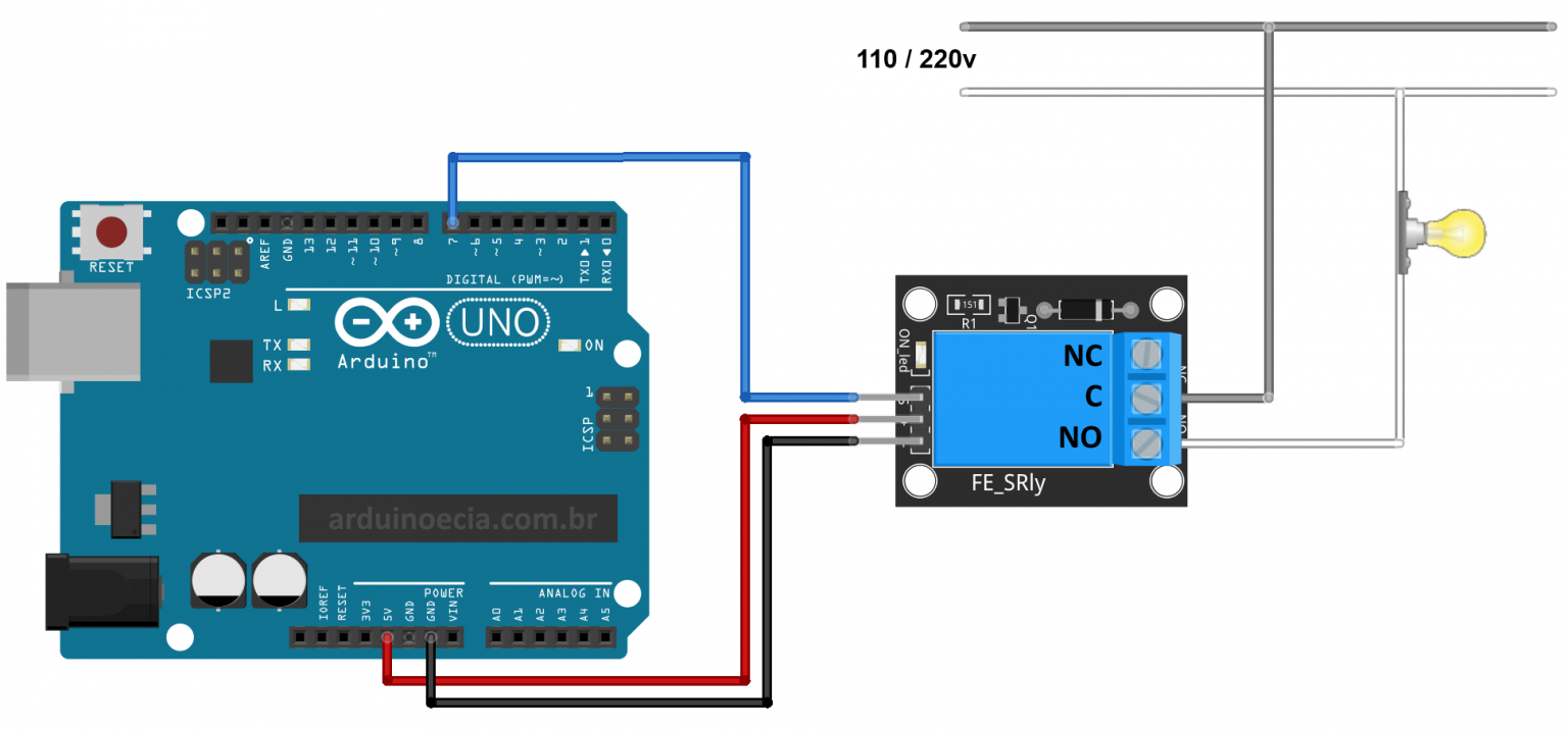 Ligando uma lâmpada com módulo relé Arduino - Arduino e Cia
