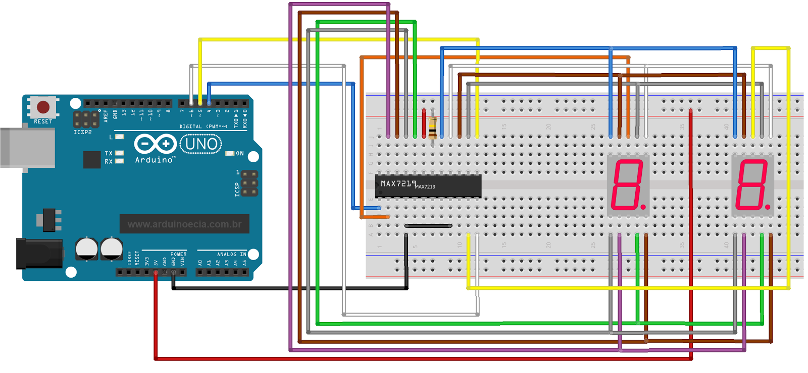 escritorio contacto Absolutamente 2 display 7 segmentos arduino Creta ...
